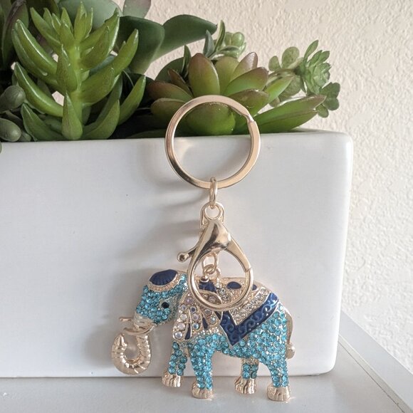 Accessories | Keychaincharm Blue Elephant Jeweled Brand New | Poshmark